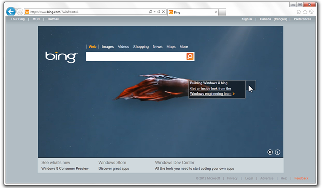 Bing welcomes you to the Windows 8 Consumer Preview - Neowin